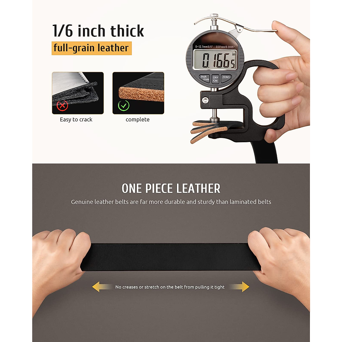 Buffway Minimalist 1.5" Full Grain Leather Belts for Men with Metal Buckle, Heavy Duty Mens Casual Belts in Gift Box- 38” Black