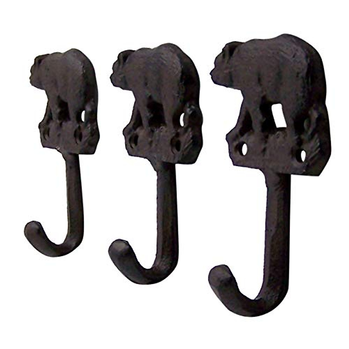 Metal Black Bear Wall Hooks Rustic Home Decor for Hanging Towels, Coats, Hats, Set of 3, 4 Inch