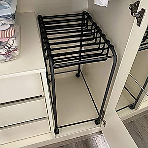 JINCAN Closet Pants Hangers for Women/Men, Home Metal Rolling Trouser Trolley with 10 Hangers, Fall Winter Use, Space Saving