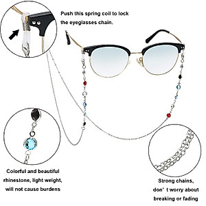 Frienda 6 Pieces Eyeglass Chains Elegant Eyewear Retainer Beaded Eyeglass String Holder Glasses Strap (Silicone Buckle Style)