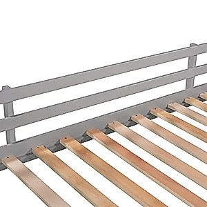 LostCat Twin Loft Bed with Slide, Wood Twin Bed Frame for Kids with Slide, Low Loft Bed with Stairs and Chalkboard, Space-Saving Wooden Child Bed Frame for Boys or Girls, Grey