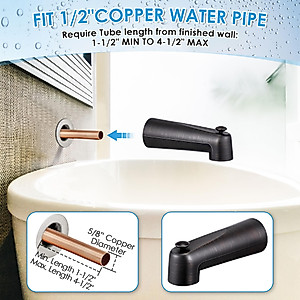 Enhon 7 Inch Slip on Tub Spout with Diverter, Compatible with Moen 3839/Moen 3853, Bathtub Diverter Spout Fits 1/2" Copper Water Tube(5/8" Diameter), 5/32" Hex Wrench(Oil Rubbed Bronze,Classic)