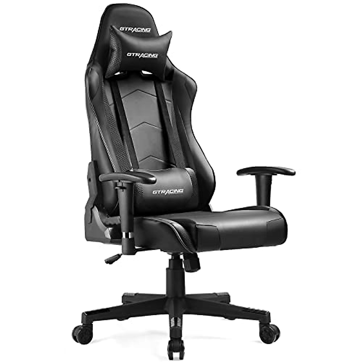 GTRACING Gaming Chair Racing Office Computer Ergonomic Video Game Chair Backrest and Seat Height Adjustable Swivel Recliner with Headrest and Lumbar Pillow Esports Chair,Black