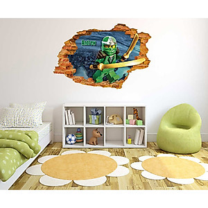 Ninja Custom Name Wall Decal- Personalized Ninja Name Wall Sticker - 3D Wall Effect - Wall Decal for Home Nursery Decoration (Wide 20"x13" Height Inches)