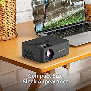 WEWATCH Native 1080P Mini Projector, 13500 Lumens Portable WiFi Bluetooth Projector, with 12 inch Tripod Stand, with 100 Inch Projector Screen, Movie Projector for Home Outdoor