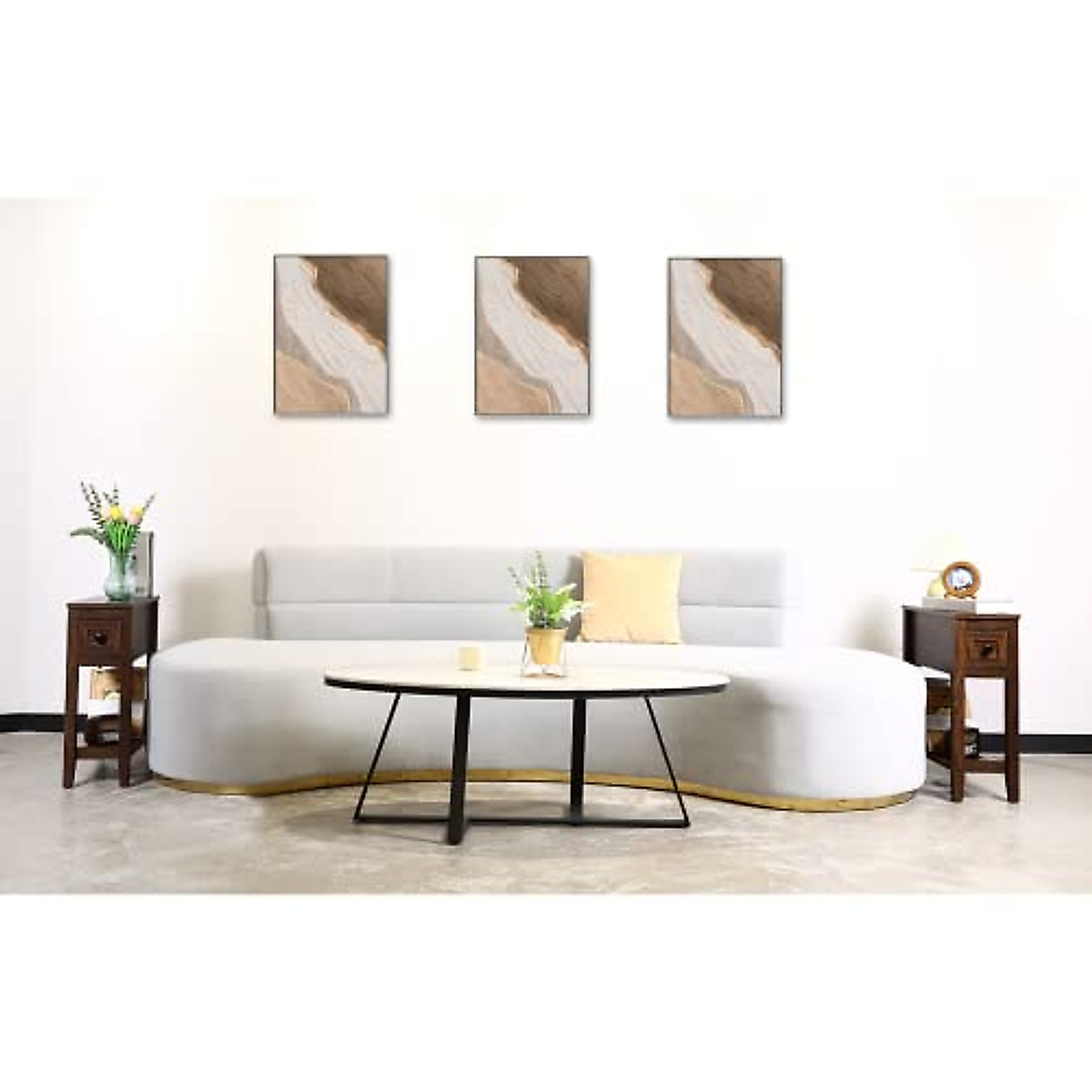 LUSUOWLZ Chairside Narrow End Table, Solid Wood Recliner Side Table with Drawer, Slim Nightstand Bedside Table for Living Room Bedroom