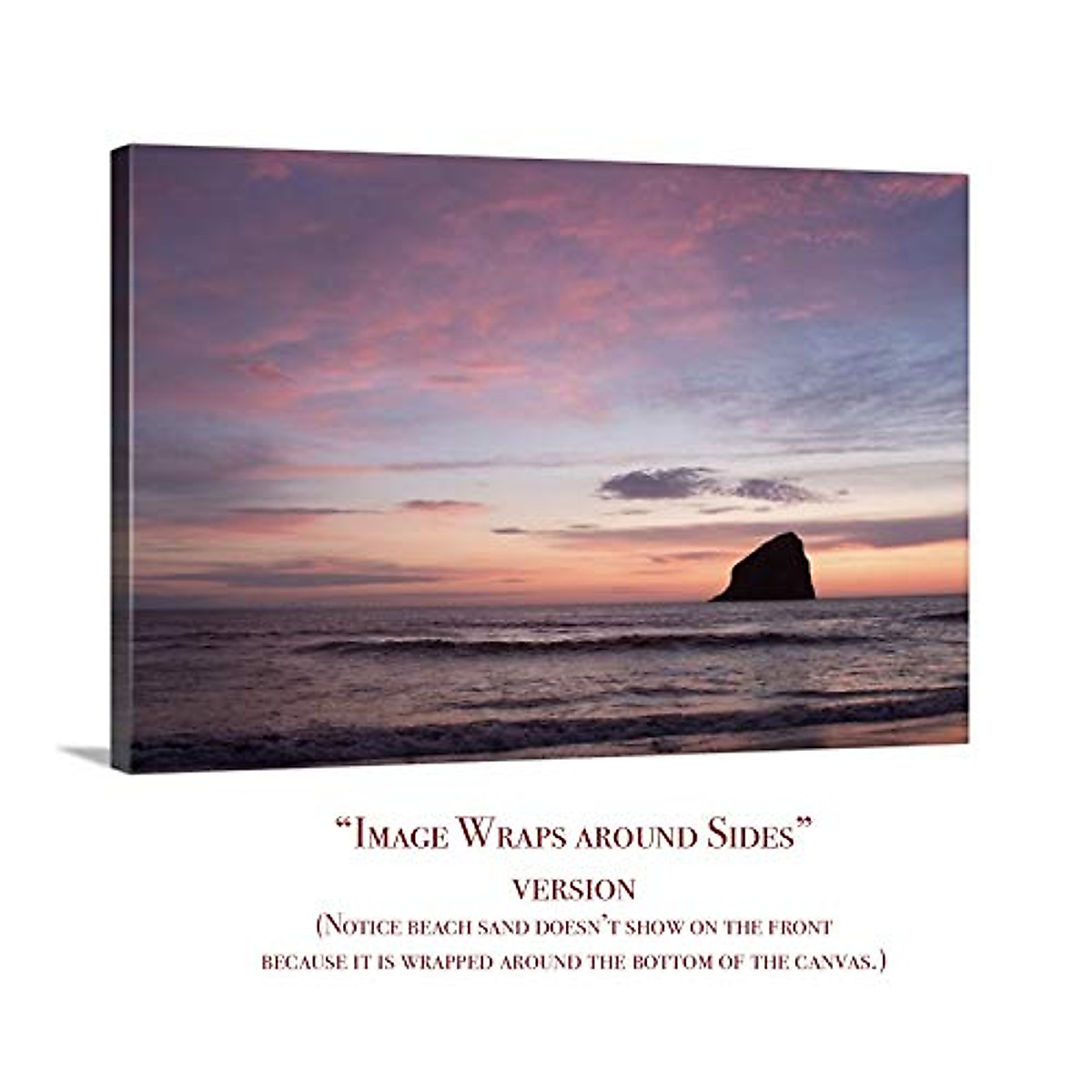 Coastal Sunset CANVAS Print Afterglow Glowing Pink Clouds Beach Photography Pastel Sky Oregon Coast Wall Art Nature Photo Ocean Home Decor Ready to Hang