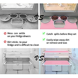 Babyfond 4Pcs Non-Slip Silicone Refrigerator Liners, Washable Shelf Liner, Waterproof Oilproof Fridge Liner Mats for Glass Shelves Kitchen Cabinet Drawer, Reusable Table Placemats (4 Pcs Pink)