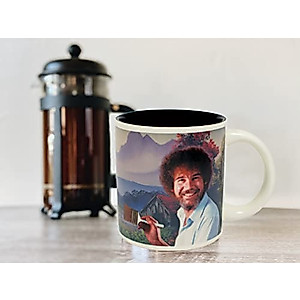 The Unemployed Philosophers Guild Ceramic Bob Ross Self-Painting Mug - in A Fun Gift Box