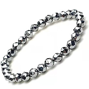 LiZiFang Natural Terahertz Wave Gemstone Round Beads Healing Bracelet 6mm