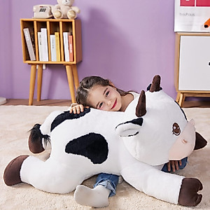 IKASA Giant Cow Stuffed Animal Plush Toy,30" Large Cute Jumbo Soft Toys,Huge Big Size Plushy Fluffy Fat Oversized Plushie