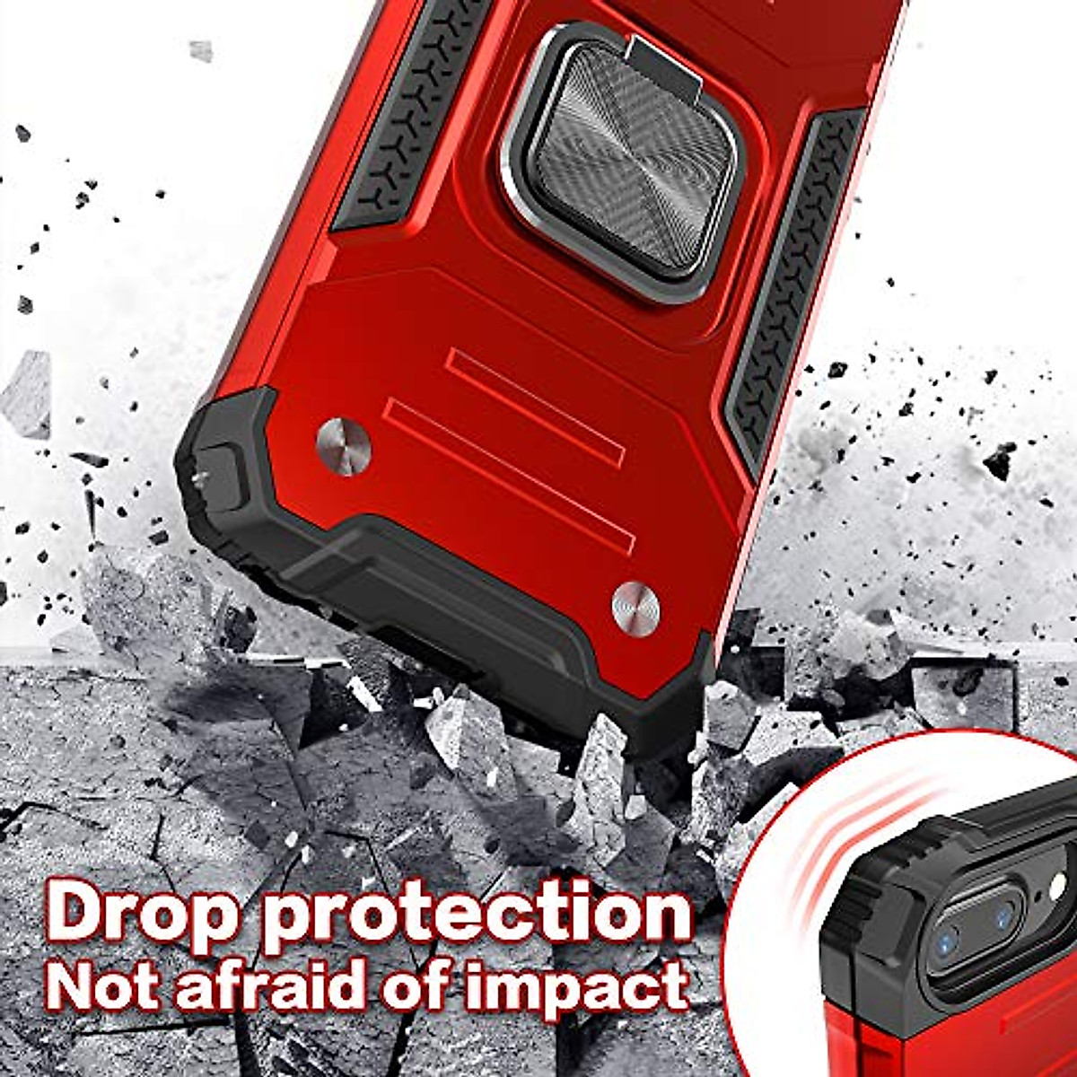 IDYStar iPhone 8 Plus Case with Screen Protector,Shock Absorption Drop Test Cover with Car Mount Kickstand Lightweight Protective Phone Case for iPhone 8 Plus iPhone 7 Plus iPhone 6S Plus, Red