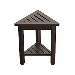 Decoteak FlexiCorner 17" Triangular Teak Modular Shower Bench and Table with Shelf