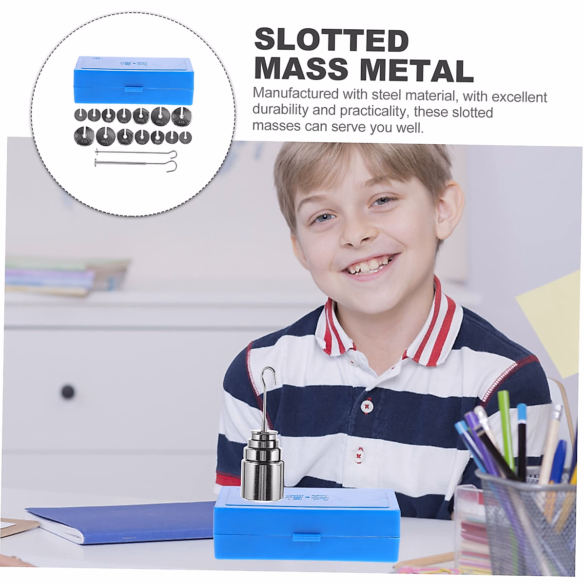 DOITOOL 1 Set Laboratory Slotted Mass Metal Slotted Weights Science Experiment Tools Hanger and Box