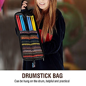 Drumstick Carrying Case,Portable Drum Stick Case Hanging Bag Exotic Style Percussion Accessories Drumsticks Carrying Handbag with Handle,Drum Accessories Folk Drumstick Gig Bag Pouch Unicorn
