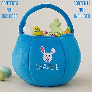 Personalization Universe Embroidered Build Your Own Bunny Personalized Easter Treat Bag, Customize with Any Name, Boy and Girl Options, Ideal for Easter Basket Stuffers - Blue