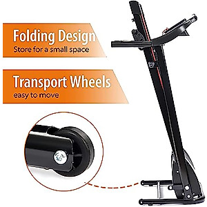 Folding Treadmill, 2.5HP Electric Treadmill for Home with Bluetooth and Incline, Portable Fitness Running Workout for Small Space Home Gym Equipment, MP3 (Black)