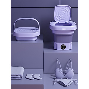 Wakatipu Foldable Washing Machine, 8L High Capacity Mini Washer, with 3 Modes Deep Cleaning,Half Automatic Small Washer for Baby Clothes Underwear or Small Items,RV Travel laundry (ABS Purple)
