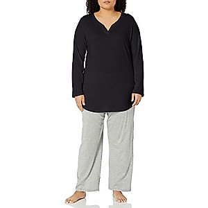 Just My Size Women's Plus Size Split Neck Tunic, Black, 2X