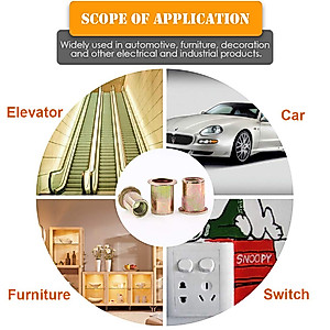 Rustark 50-Pcs 1/2''-13UNC Mixed Zinc Plated Carbon Steel Rivet Nut Flat Head Insert Nutsert Assortment Kit