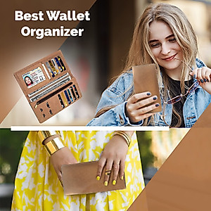 Women's Ultra Slim Wallet With RFID Blocking, 12 Slots For Credit Cards, Id Holder, Cash pockets, Zipper Slot - Ladies Genuine Leather Wallets