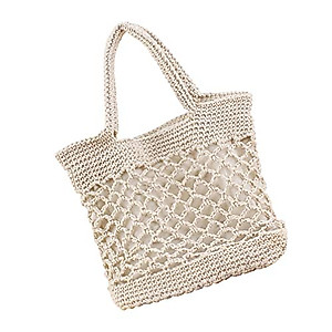 TENDYCOCO Hand-woven Straw Shoulder Tote Crochet Summer Beach Bag Woven Handbag & Purse Handmade for Women