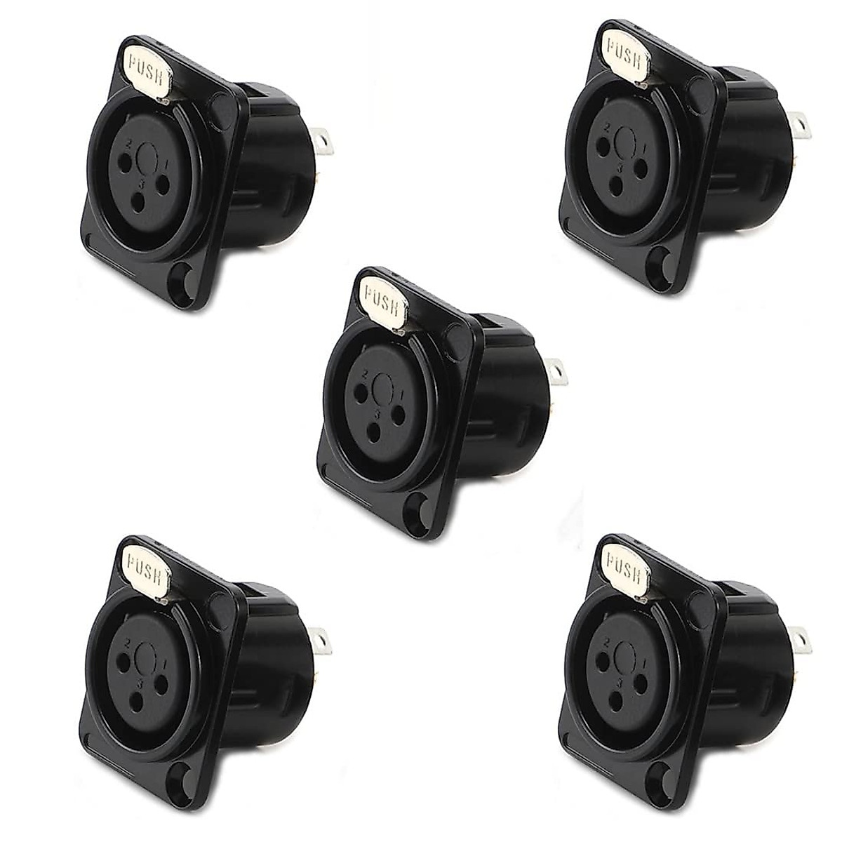 GDQLCNXB XLR Female Jack 3 Pin Panel Mount Jacks, XLR Female Socket Audio Speaker Microphone Connector 8Pcs,Black Metal Housing.