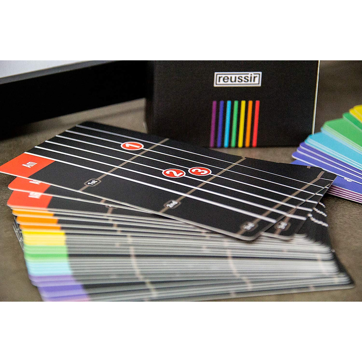 reussir Guitar Chord Poster | 16"x24" Guitar Chord Chart & 56 Guitar Fretboard Cards & Magnetic Poster Hanger | A Gift for Guitar Beginners and Teachers