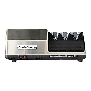 Chef'sChoice Commercial EdgeSelect Diamond Hone Electric Kitchen Knife Sharpener NSF Approved, 3-Stage, Silver