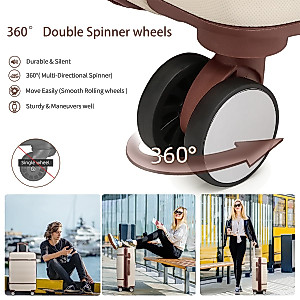 Lulusail Luggage Sets 6 Piece with two Cosmetic Case, Expandable(Only 28 & 24") Hardside Luggage with 360° Spinner Wheels, Durable Luggage Set Clearance For Women Men, Cream