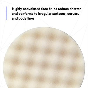 3M Foam Compounding Pad, 05723, Single Sided, Flat Back, Hook and Loop, 8 in (203.2 mm), 2 Pads/Bag , White