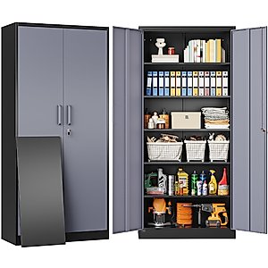 SISESOL Metal Storage Cabinet with 5 Adjustable Shelves,Garage Storage Cabinet with Lock,Metal Cabinets with Locking Doors,71" Lockable Tool Cabinets for Home,Office,Shop,Garage