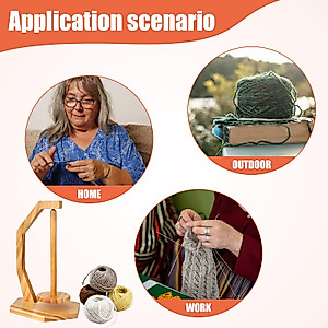 Magnetic Yarn Ball Holder, Smooth Rotation Wooden Yarn Spinner Stand Yarn Holder for Knitting and Crocheting Yarn Organizer Gifts for Crochet DIY Craft Lovers (Burlywood)