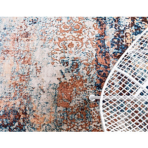 Unique Loom Mystic Collection Area Rug - Seine (8'x 10' Rectangle, Brick Red/ Blue)