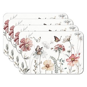 CounterArt Country Weekend 4 Pack Reversible Easy Care Flexible Plastic Placemat Made in The USA BPA Free, Easily Wipes Clean