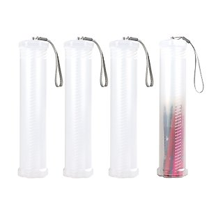 SHUESS 4 Pcs Extendable Plastic Paint Brush Case Clear Paint Brush Holder Long Brushes Tube Storage Pencil Watercolor Pen Container Drawing Tools Makeup Brush