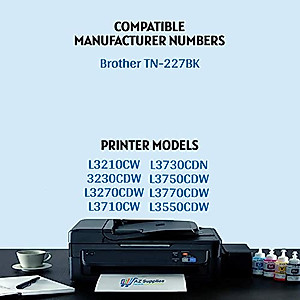 AZ SUPPLIES Compatible Toner Cartridge Replacement for Brother TN-227BK with HL-L3210CW 3230CDW HL-L3270CDW MFC-L3710CW MFC-L3730CDN MFC-L3750CDW MFC-L3770CDW DCP-L3550CDW, Black
