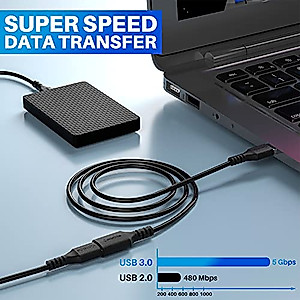USB 3.0 Extension Cable 4 Feet (3 Pack), USB A Male to Female Cable (from 2ft to 100ft for Selection), 5Gbps Data Transfer Extender Cord for Printer, Keyboard, Mouse, Flash Drive, Hard Drive-4FT/3PK