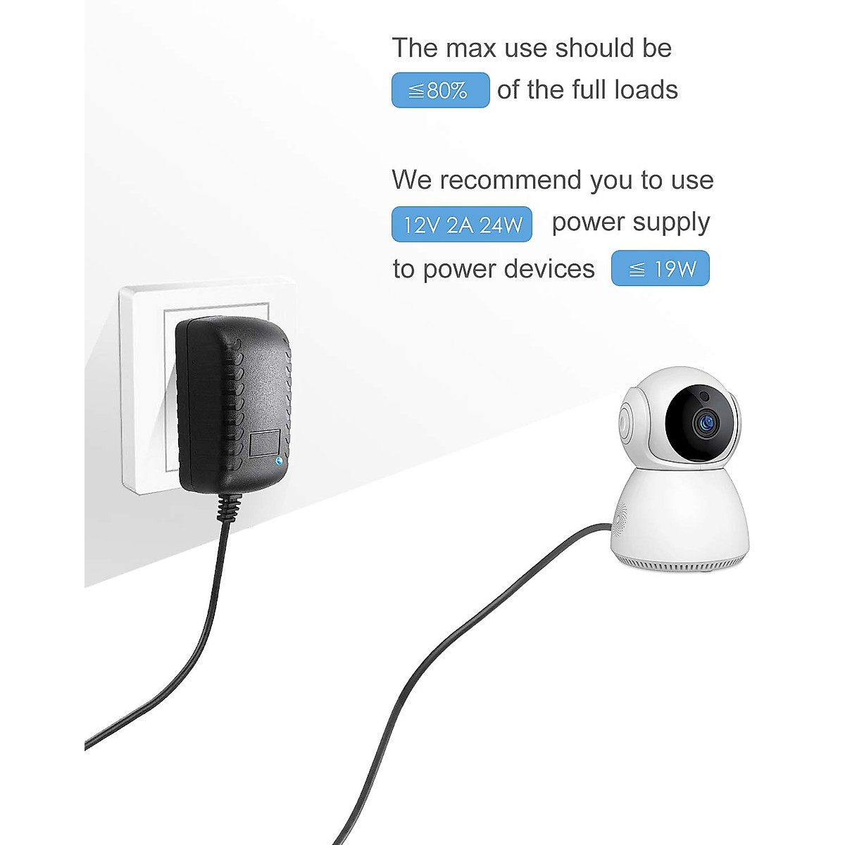 ALITOVE 12V DC Power Supply 2A 24W AC/DC Adapter 100~240V AC to DC 12 Volt 2 Amp 1.8A 1.5A 1.2A Converter with 5.5 x 2.5mm 2.1mm Plug for LED Strip Light CCTV Security Camera BT Speaker Webcam Router