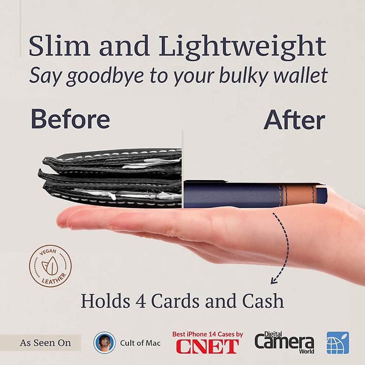 LUPA Legacy iPhone 14 Wallet Case for Women and Men, Case with Card Holder [Slim & Protective] for Apple 14 (6.1”), Vegan Leather i-Phone Cover, Cute Phone Case, Blue & Brown, Desert Sky