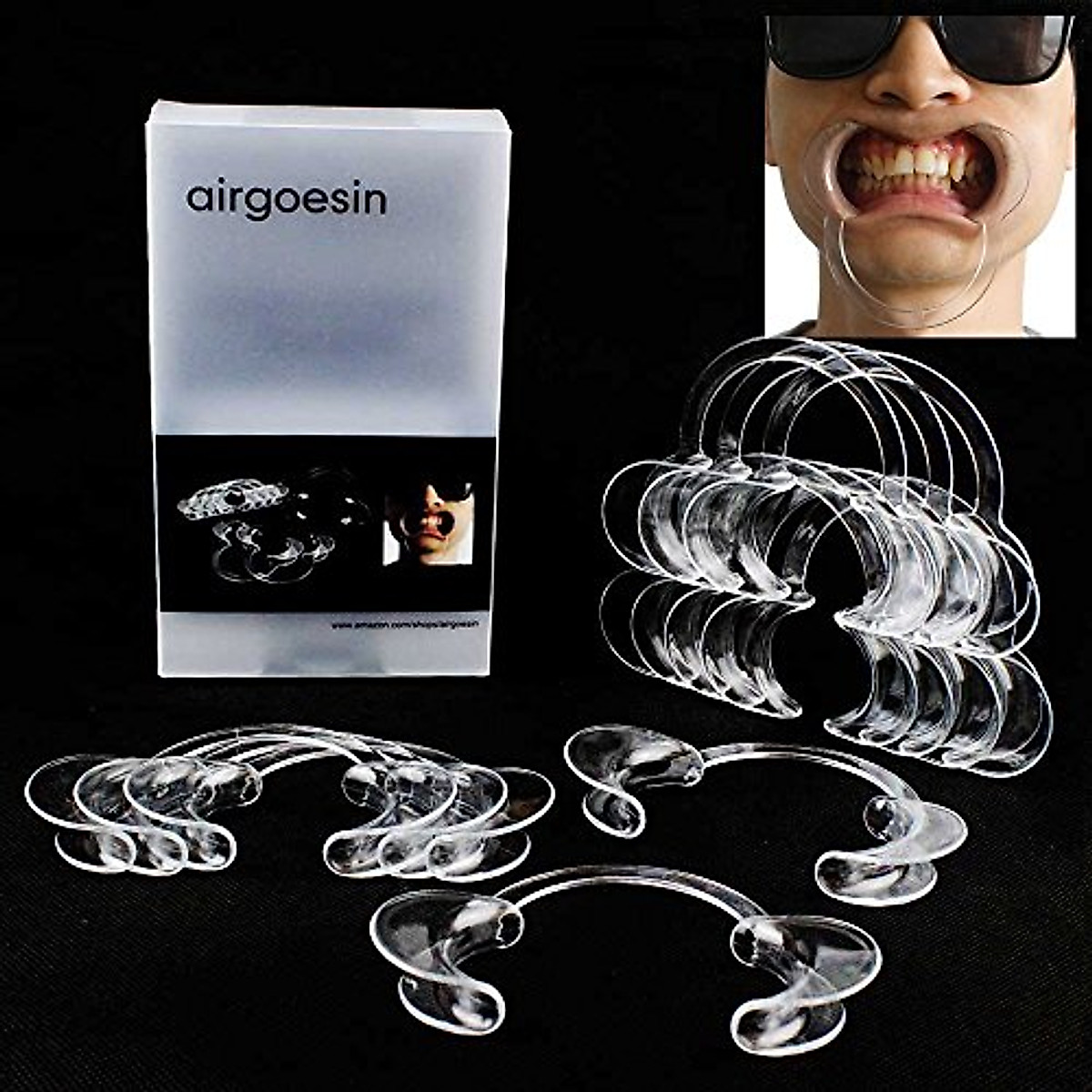 Airgoesin Adult Size 12pcs Mouth Retractors Dental Lip Cheek Retractor Mouth Lip Opener Mouth Piece for Dental Clinic or for Funny Speaking Game Lipless Touching Speaking Game