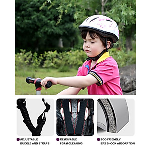 Girl Helmet for Bike,Kids Bike Pink Helmet for Girls Approximately Ages 3-10 Years Adjuastable and Multi-Sport, from Toddler to Kids CPSC Certicated