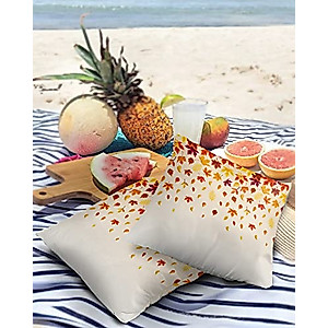 Outdoor Pillows 18x18 Waterproof Outdoor Pillow Covers Fall Marple Leaves Thanksgiving Polyester Throw Pillow Covers Garden Cushion Decorative Case for Patio Couch Decoration Set of 2 Autumn Harvest
