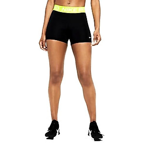 Nike Womens Pro 3" Shorts (Black/Volt/White, Medium)