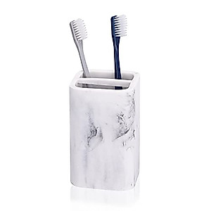 ZCCZ Bathroom Accessory Sets, 4 Pieces Bathroom Accessories Complete Set Vanity Countertop Accessory Set with Marble Look, Includes Lotion Dispenser Soap Pump, Tumbler, Toothbrush Holder and Tray