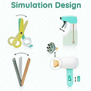 Treewant Kids Hair Salon Playset, Wooden Makeup Toy Set, Hair Styling Toys for Girls, Kids Shaving Kit for Boys, Kids Barber Playset, Gifts for 3 4 5 Year Old Girls Boys (18 PCS)