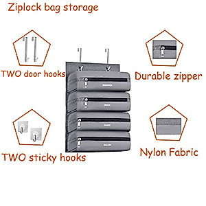 Ziplock Bag Organizer Compatible with Ziploc Gallon, Quart, Sandwich & Snack Food Storage Bag, Kitchen Plastic Bag Storage Organizer for Kitchen RV Camper (Grey)