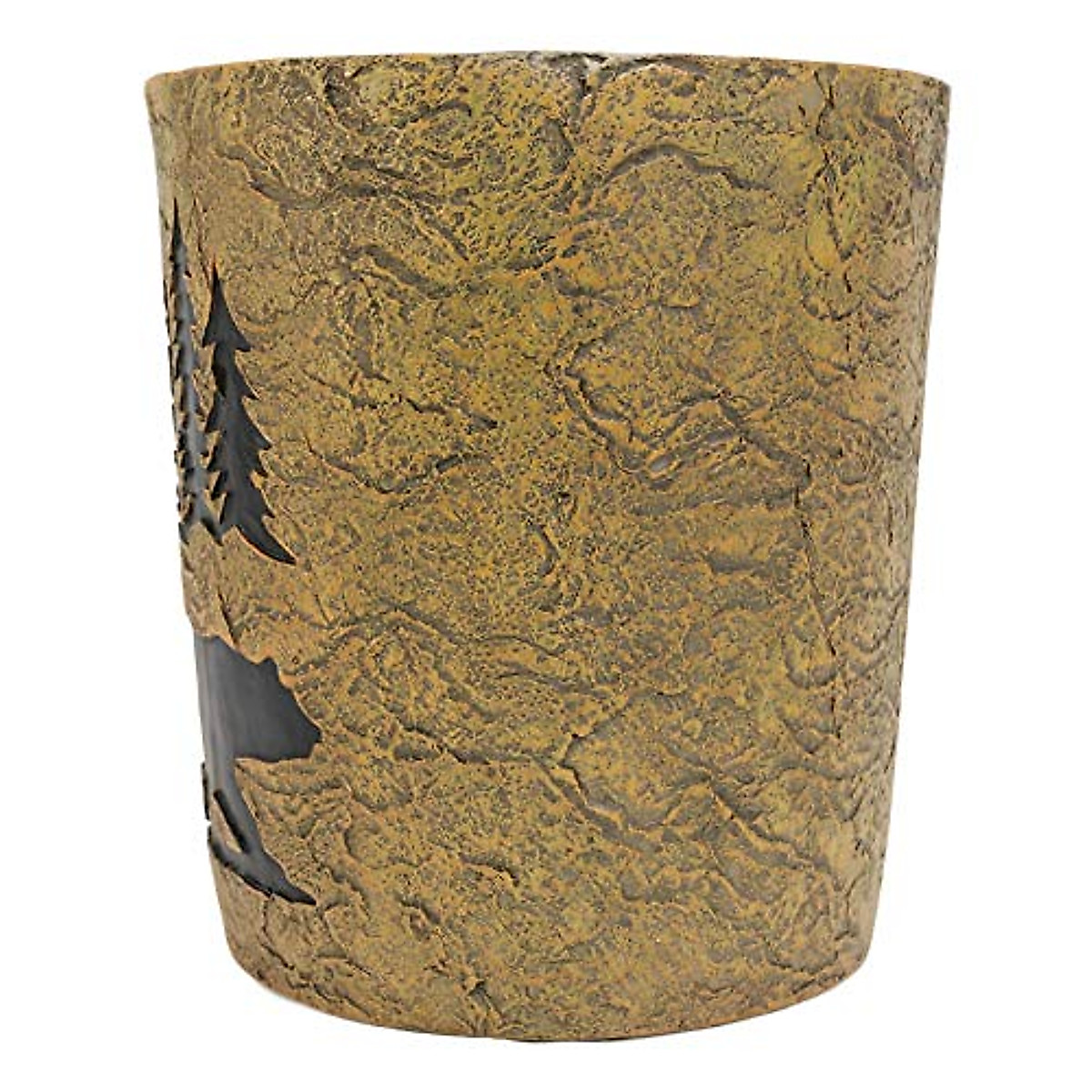 Ebros Wildlife Rustic Black Bear Roaming Pine Trees Forest Silhouette Bathroom Accent Resin Figurine Accessories Western Country Cabin Lodge Decorative (Waste Basket Trash Bin)