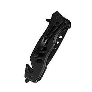 ALBATROSS FK003-H EDC Multifunction Folding Pocket Knife,Spring Assisted Opening Knives with Liner Lock,Pocket clip,Glass Harmer,Seatbelt Cutter, 9-holes