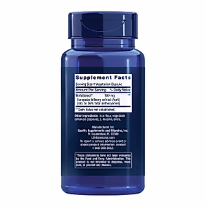 Life Extension Standardized European Bilberry Extract 100 mg – Vaccinium Myrtillus Supplement for Eye and Ocular Health Support – Gluten-Free, Non-GMO, Vegetarian – 90 Capsules